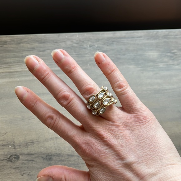 Jewelry | Unique Adjustable Gold Tone With Diamond Honeycomb Clusters ...